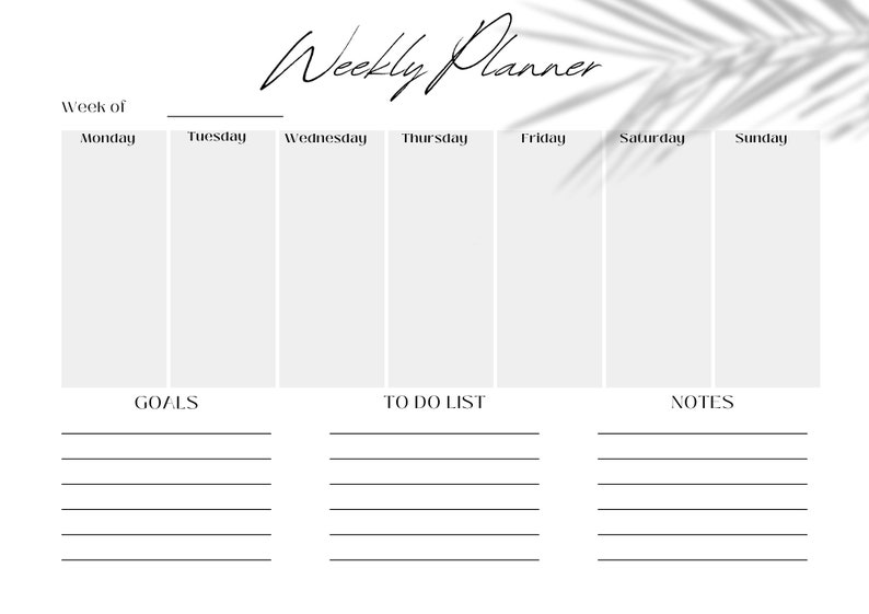 Weekly Planner Landscape Template Instant, Digital, Editable and ...