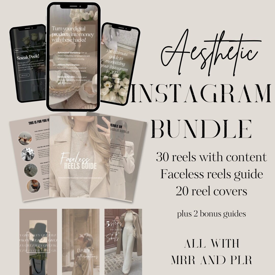 Faceless Digital Marketing Aesthetic Instagram Bundle 30 Reels With ...