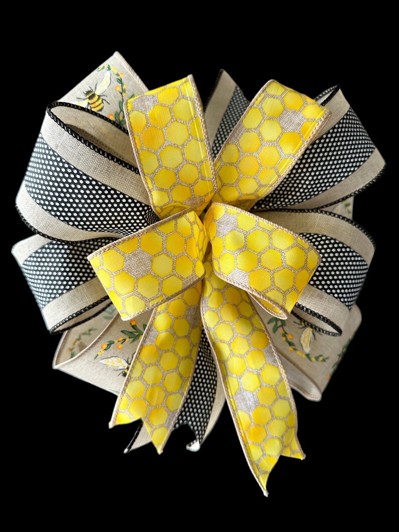 Bee Bow With Honeycomb Ribbon - Etsy