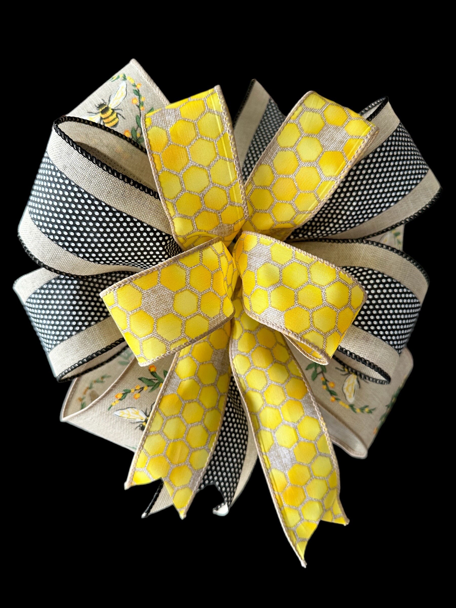 Bee Bow With Honeycomb Ribbon - Etsy
