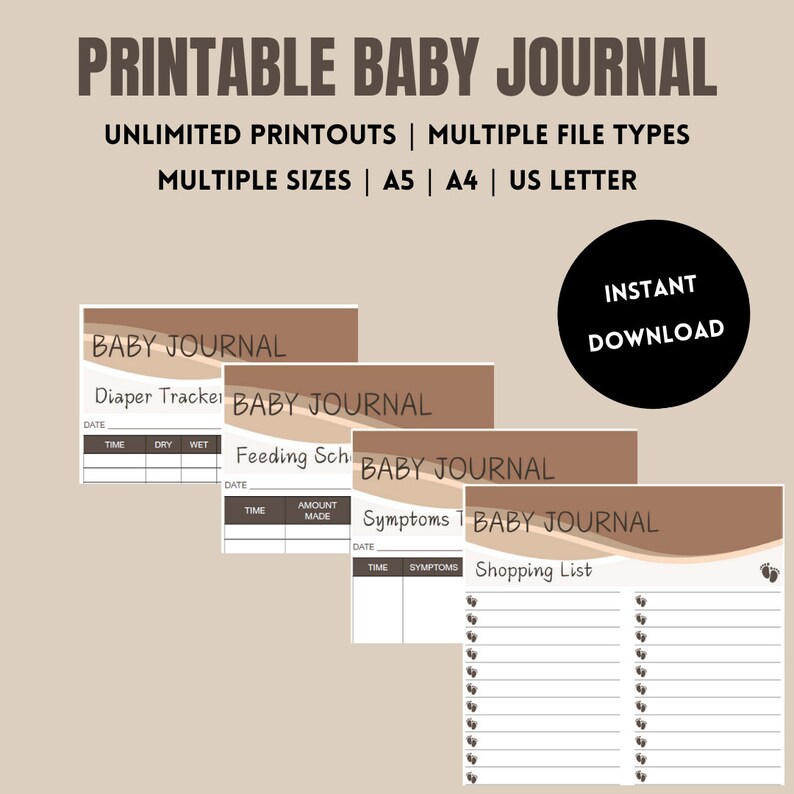 DIGITAL BABY JOURNAL, Baby Daily Log Book, Baby Daily Schedule, Feeding ...