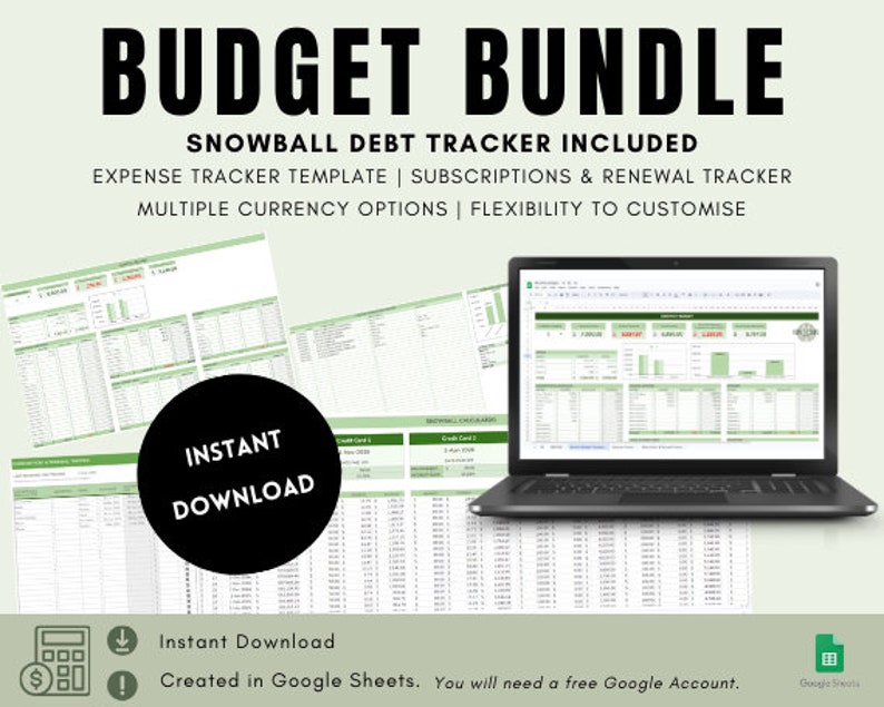BUDGET BUNDLE, Monthly Budget Template and Snowball Debt Tracker for ...