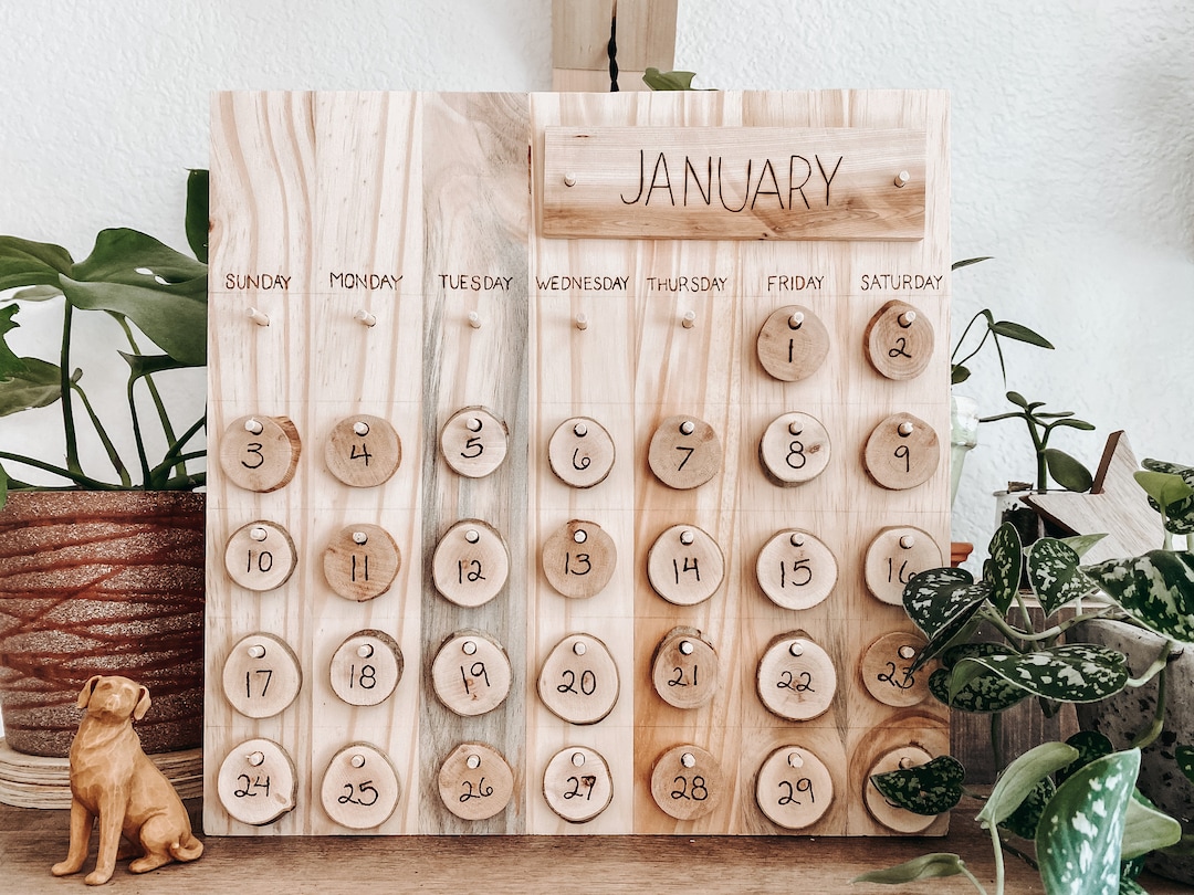Wooden Calendar- Handmade Wooden Perpetual Calendar - Etsy