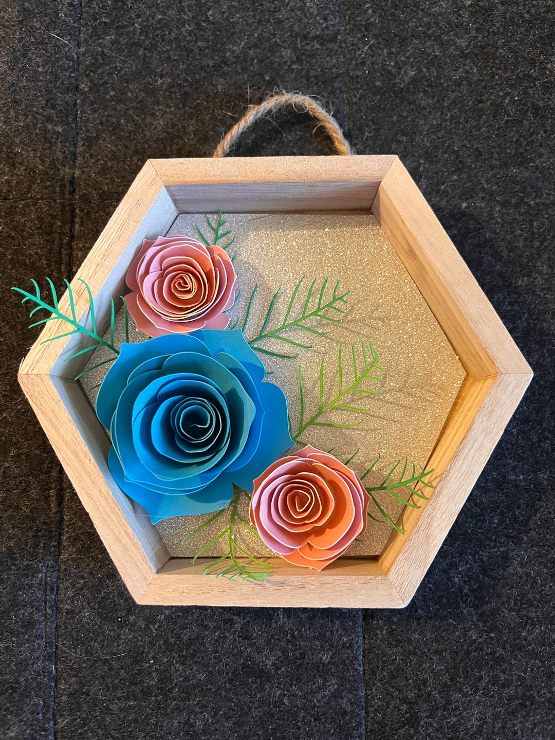 Hexagon Floral Shadow Box - Etsy