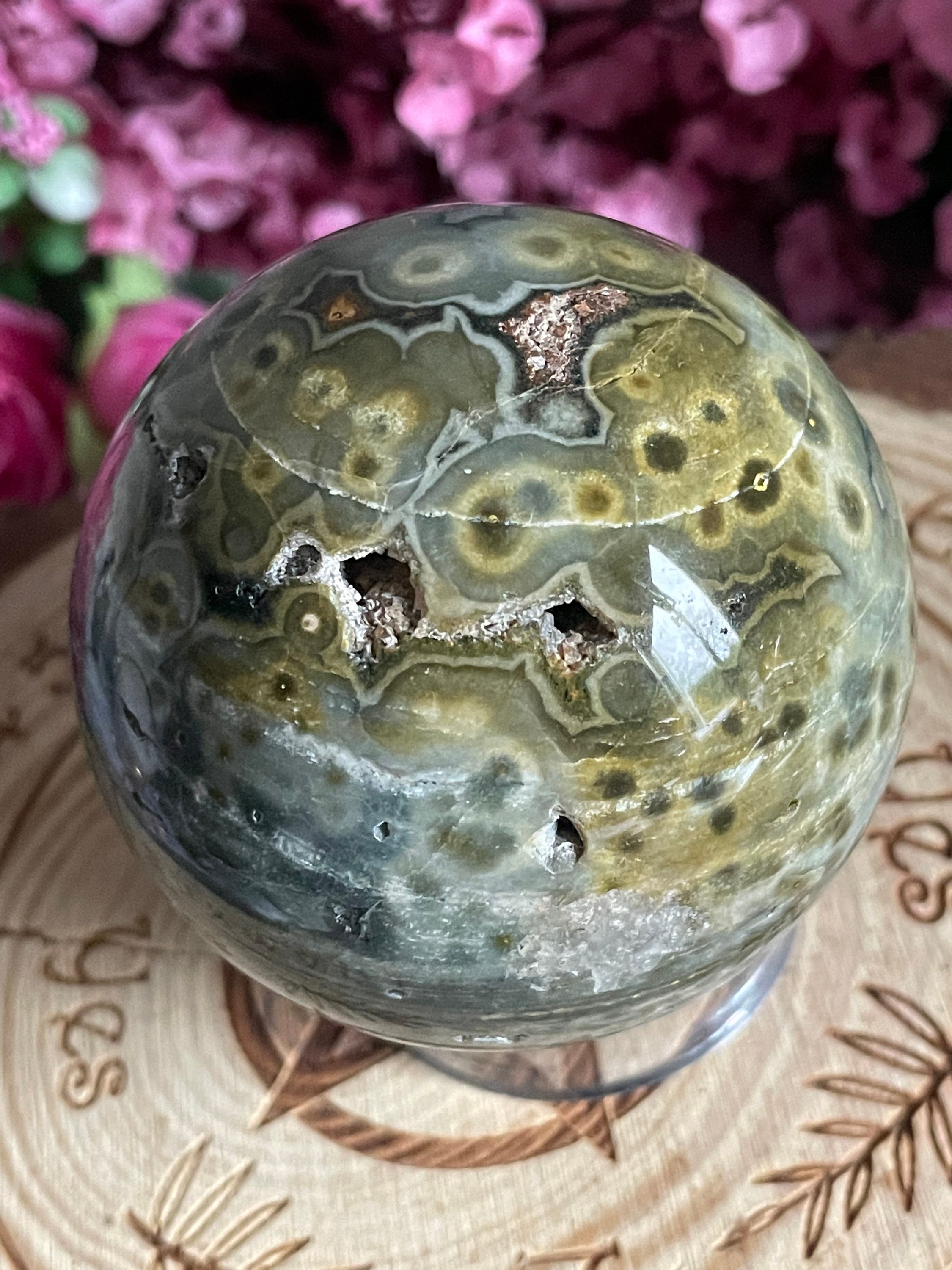 Large Ocean Jasper Sphere With Druzy and Orbs - Etsy UK