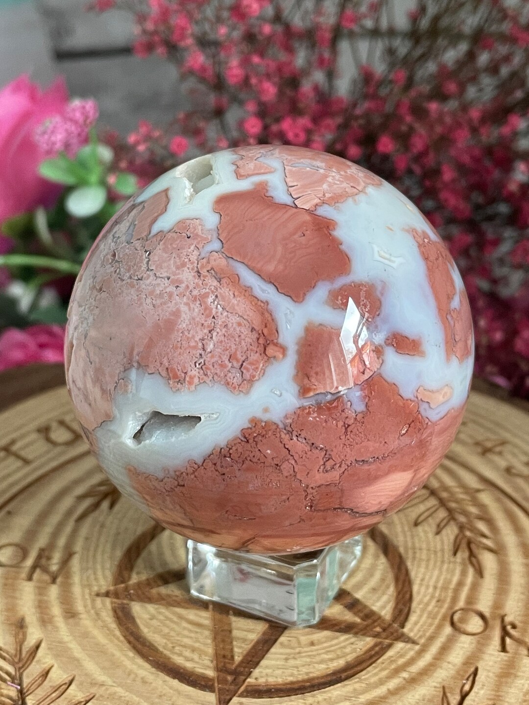 Pink Petal Agate Sphere With Druzy Cotton Candy Pink Agate 6.3 Cm - Etsy