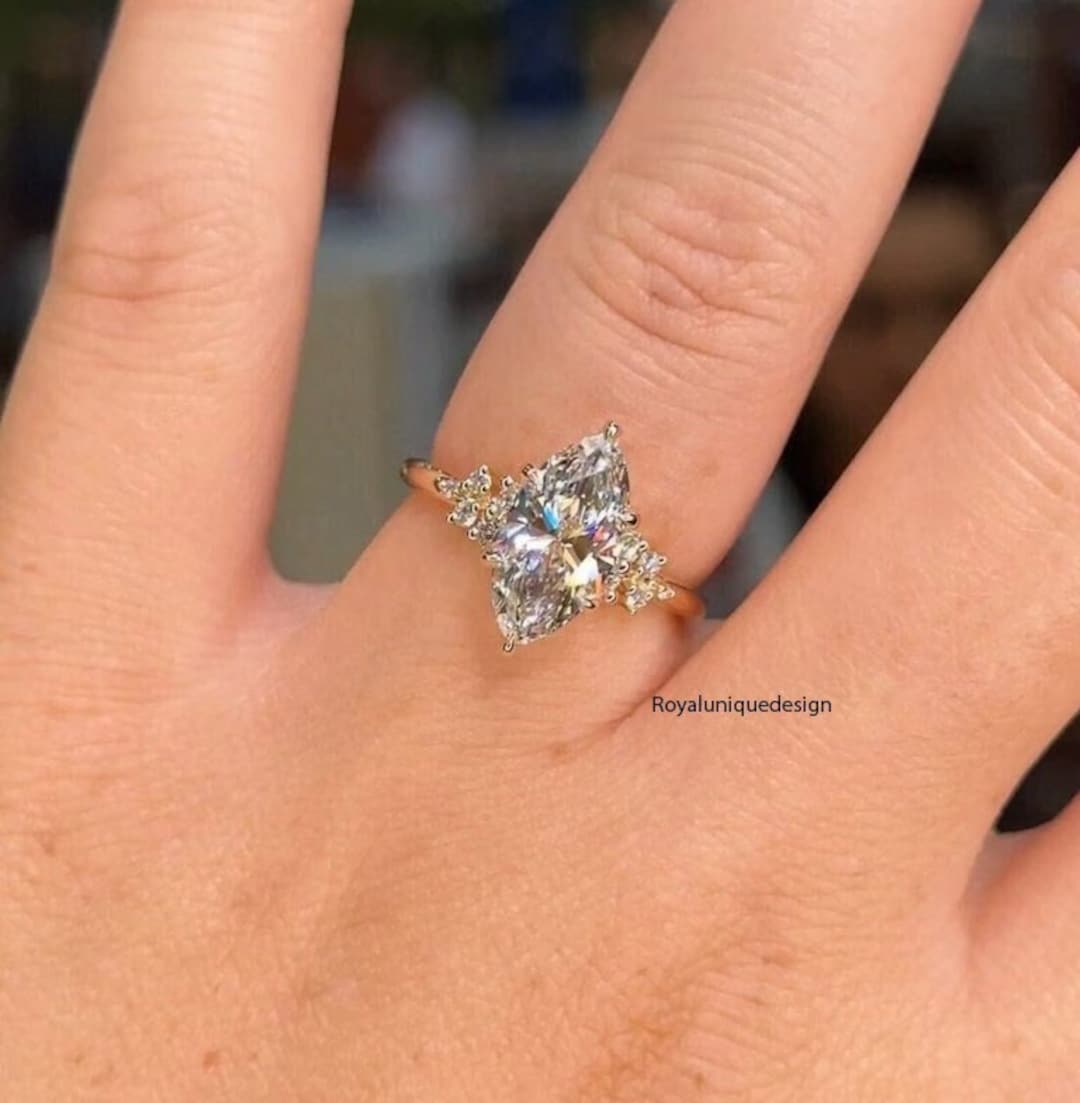 2.5 Carat Marquise Cut Diamond Engagement Ring, Wedding Ring Made of ...