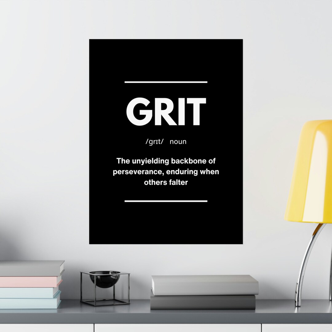Grit Definition Print Motivational Poster Inspirational Quote Office ...