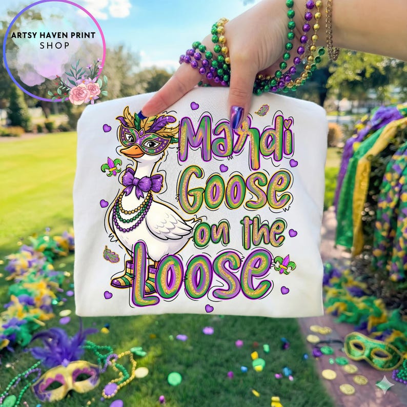 Mardi Gras Goose on the Loose Png ,funny Mardi Gras Goose Shirt Design ...