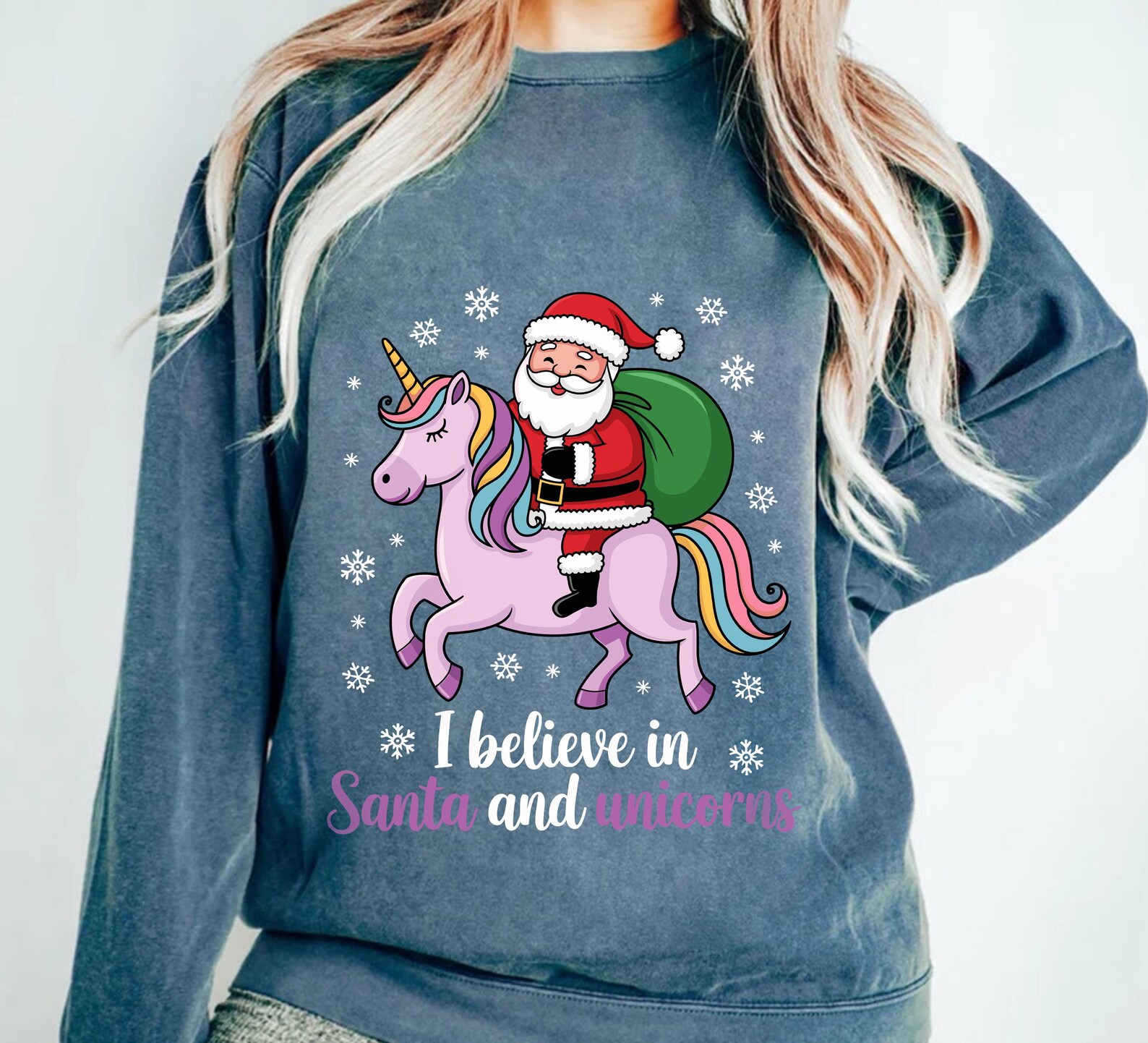 I Believe in Santa and Unicorns Png, Christmas Santa Png, Funny Xmas ...