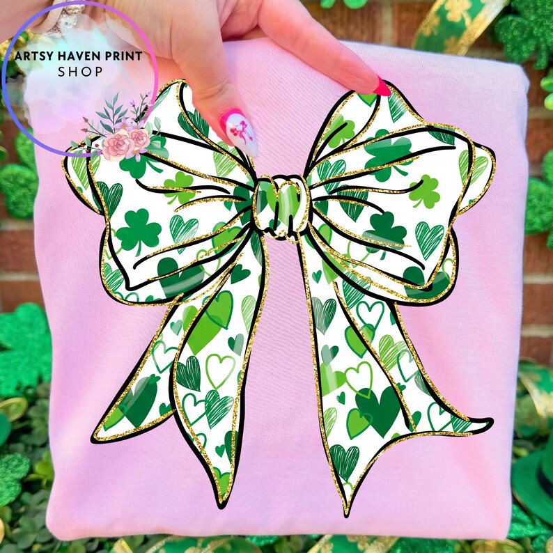 St Patrick’s Day Bow Png Shamrock Png, St Patricks Sublimation Design ...