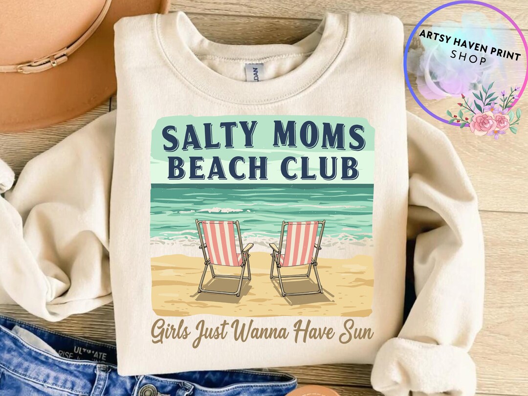 Retro Salty Moms Beach Club Png, Trendy Summer Vibes Png, Aesthetic ...