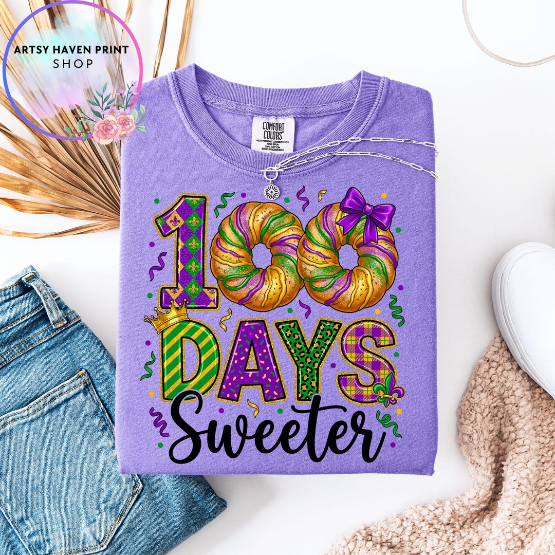 100 Days Sweeter PNG,100 Days of School Mardi Gras,mardi Gras School ...