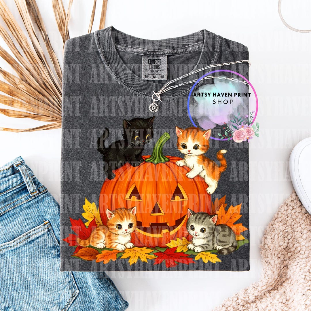 Vintage 90s Cat Halloween Pumpkin Png, Retro Halloween Png, Vintage ...