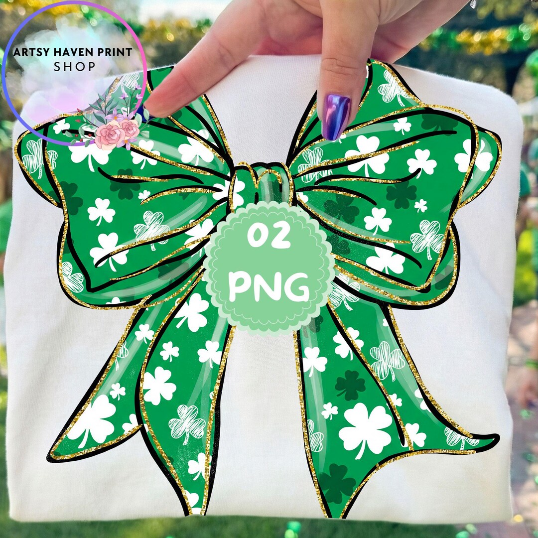 St Patrick’s Day Bow Png Shamrock Png, St Patricks Sublimation Design ...