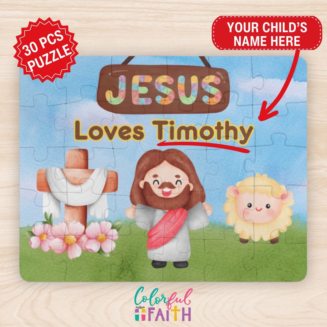 Personalized Easter Puzzle,jesus Loves Puzzle,custom Basket Fillers ...
