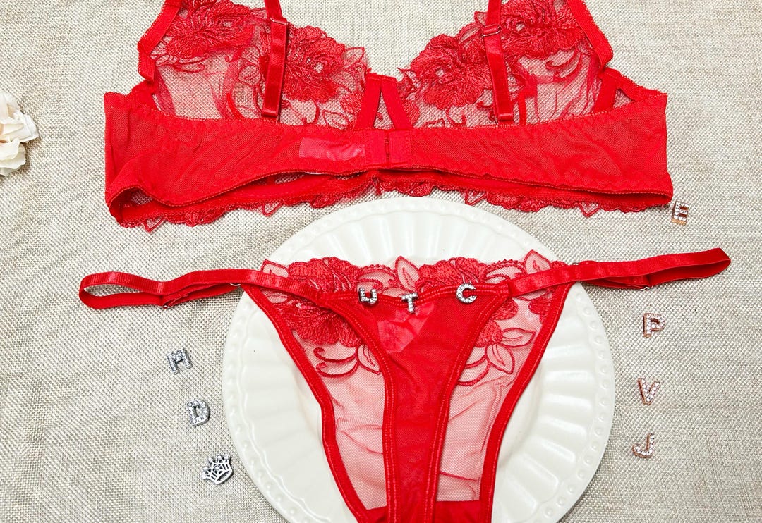 Bridsmade Gift,custom Bra & Panty Letters Thong,custom Lingerie Set ...