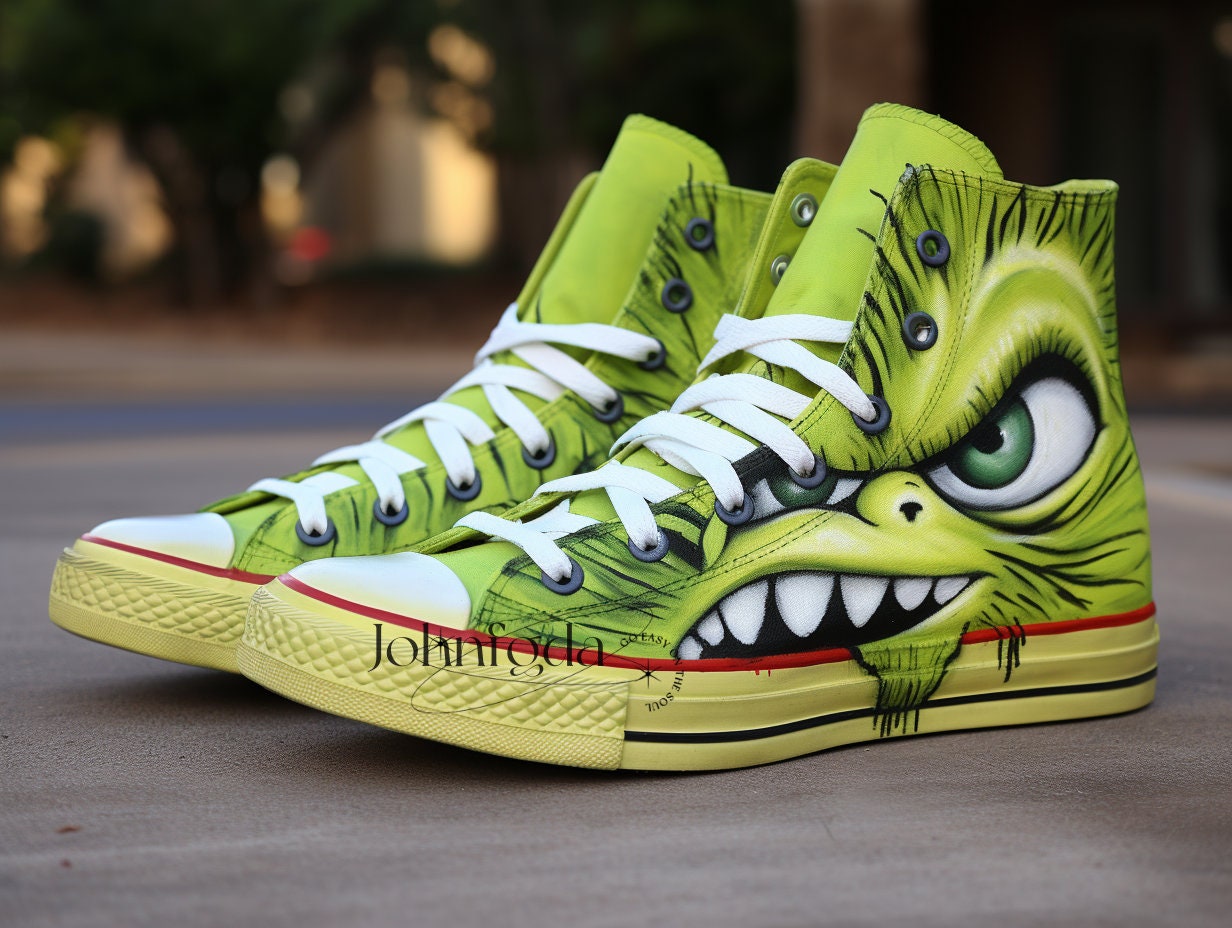 Personalized Grinch Converse Custom High Top Sneakers Grinch - Etsy