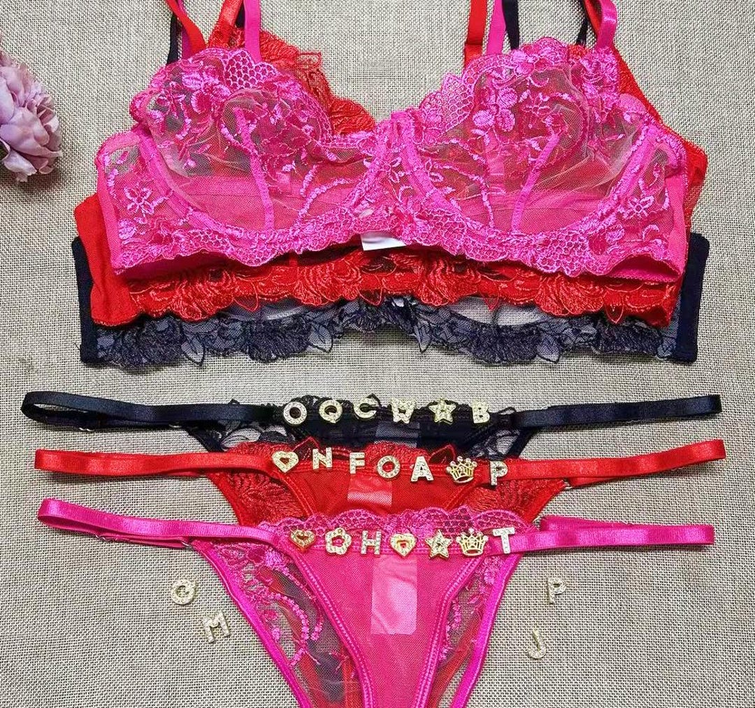 Custom Lingerie Set, Flower Mesh Embroidery Gathered Linger Set,custom ...