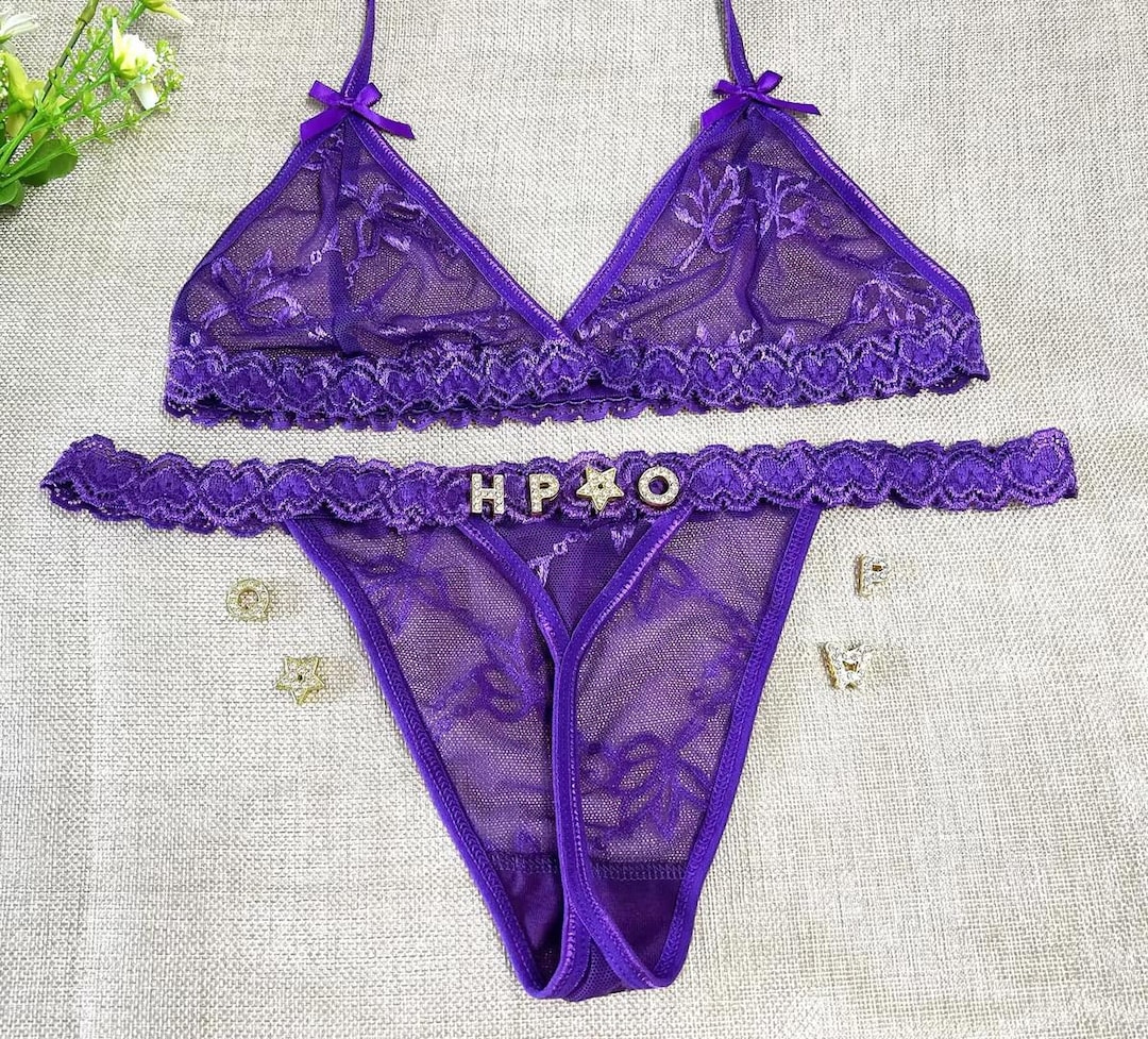 Custom Lingerie Set ,personalized Bra&panty Letters Thong,custom Thong ...