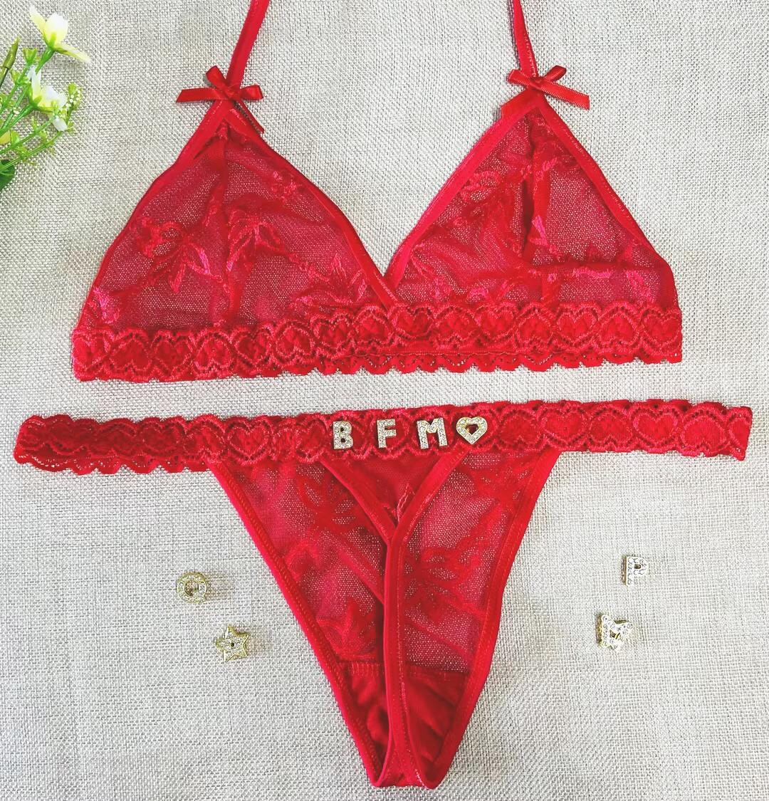 Custom Bra&panty Letters Thong,personalized Lingerie Set,custom Thong ...
