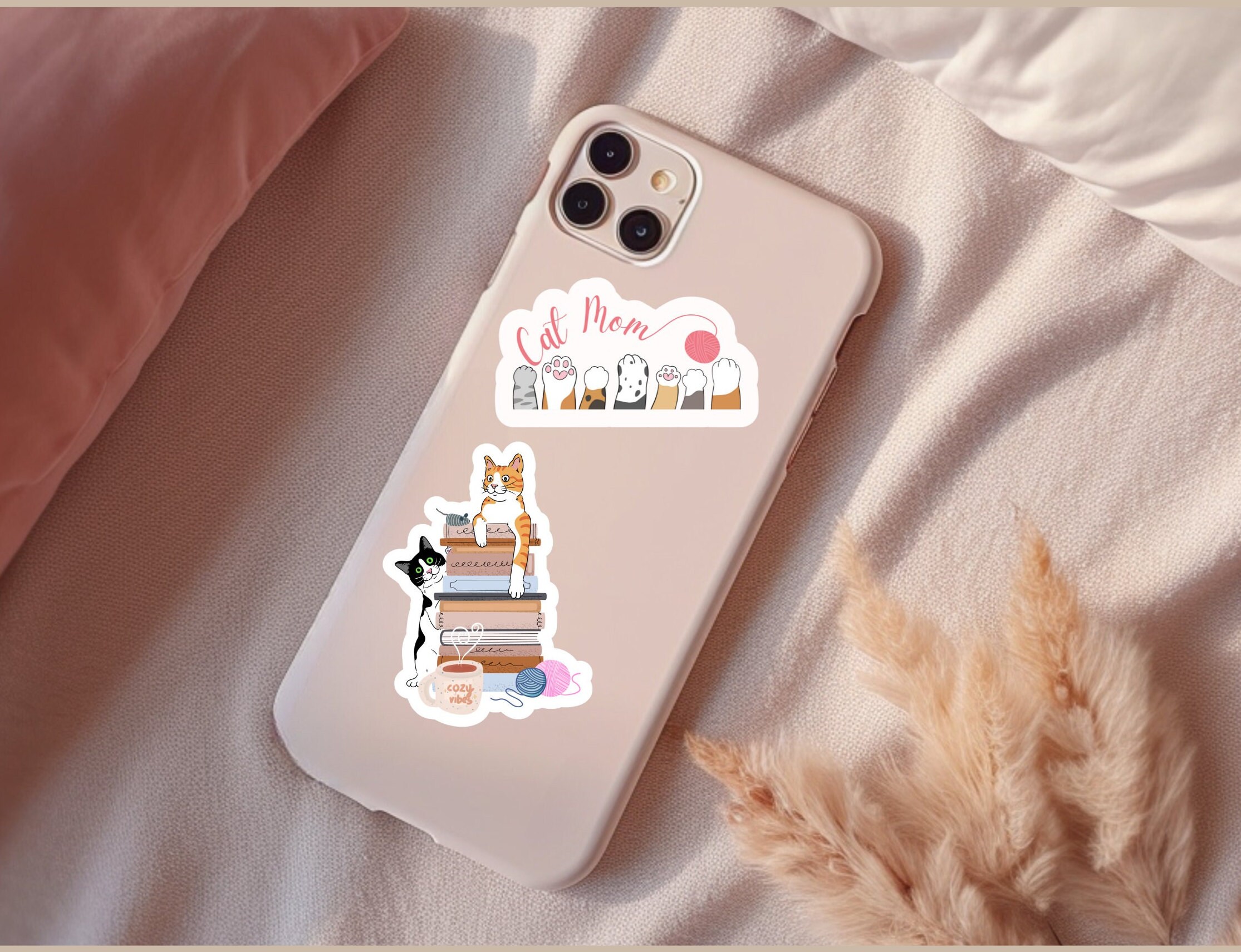 Cats and Book and Coffee Sticker, Cat Sticker, Book Lover Sticker ...