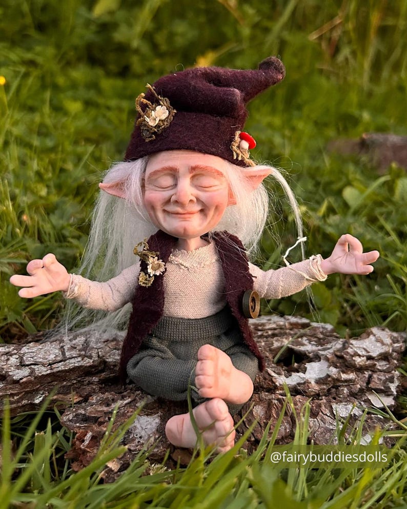 Albert 17cm OOAK Doll Elf Meditating Made in Polymer Clay - Etsy