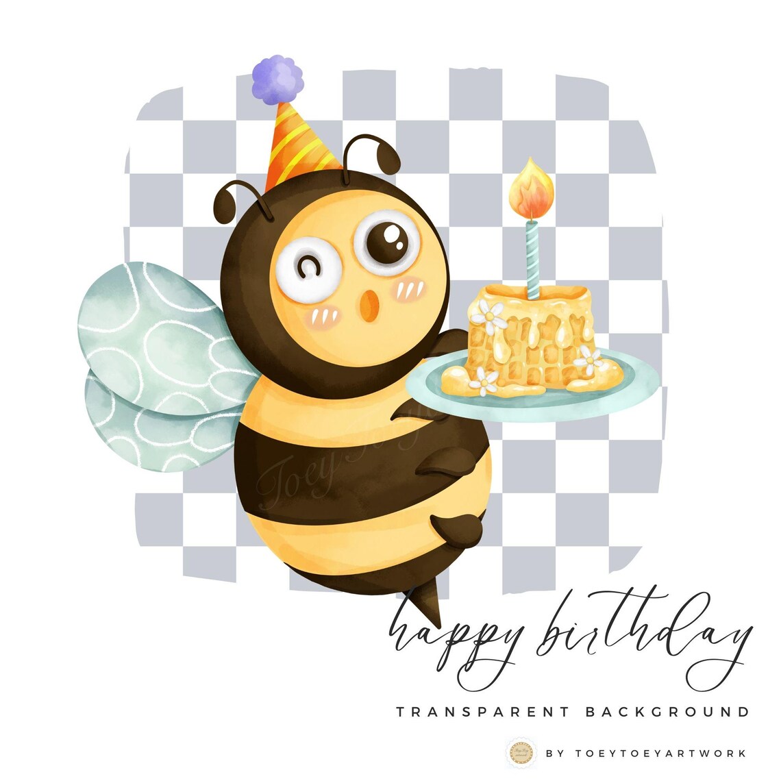 Watercolor Happy Birthday Bee Clipart ,bee Birthday Party Clipart,happy ...