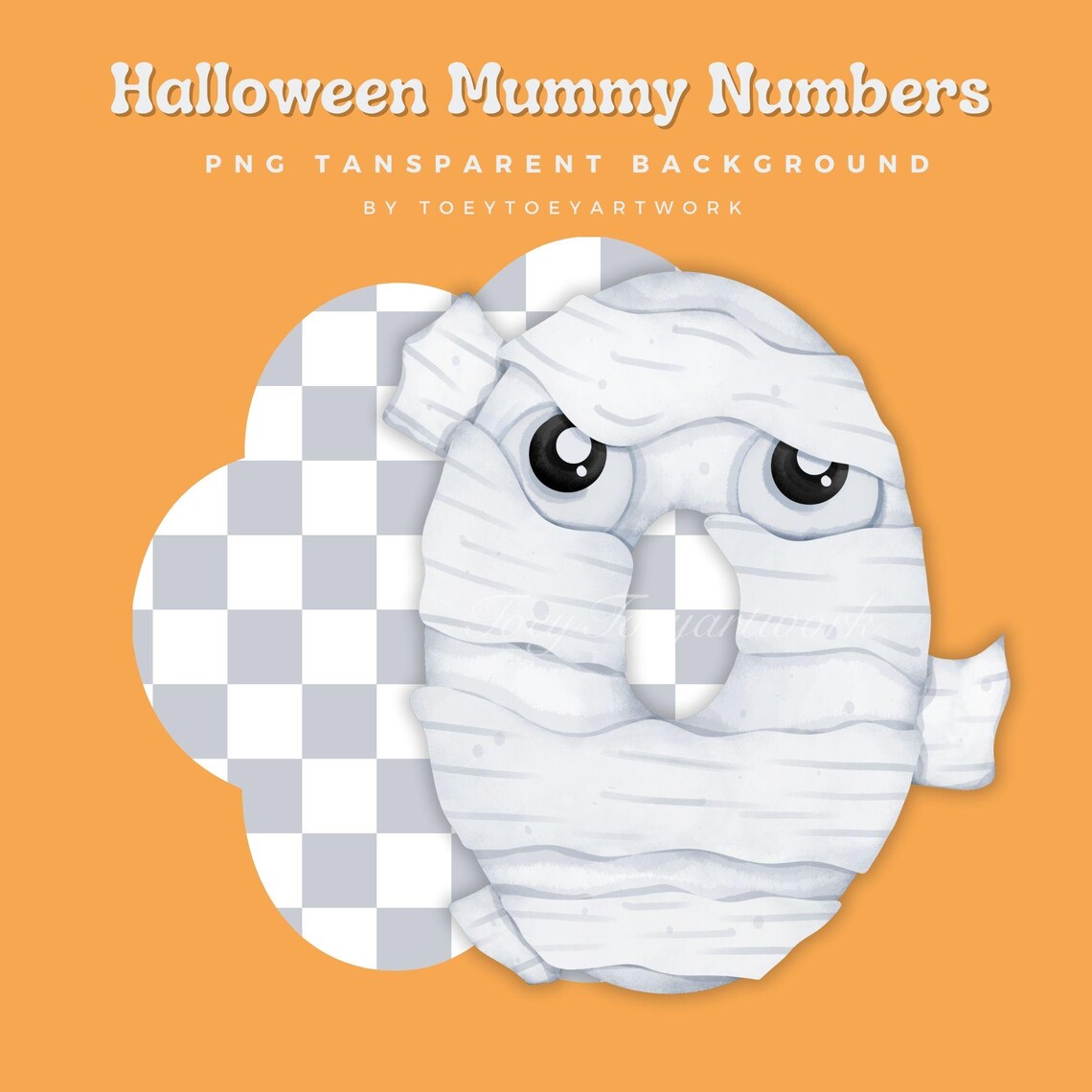 Watercolor Halloween Mummy Numbers Clipart,png Halloween,numbers Png ...