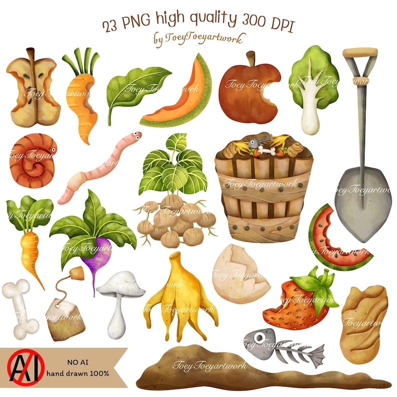 Watercolor Compost Clipart - Compost Clipart - Earth Day - Eco ...