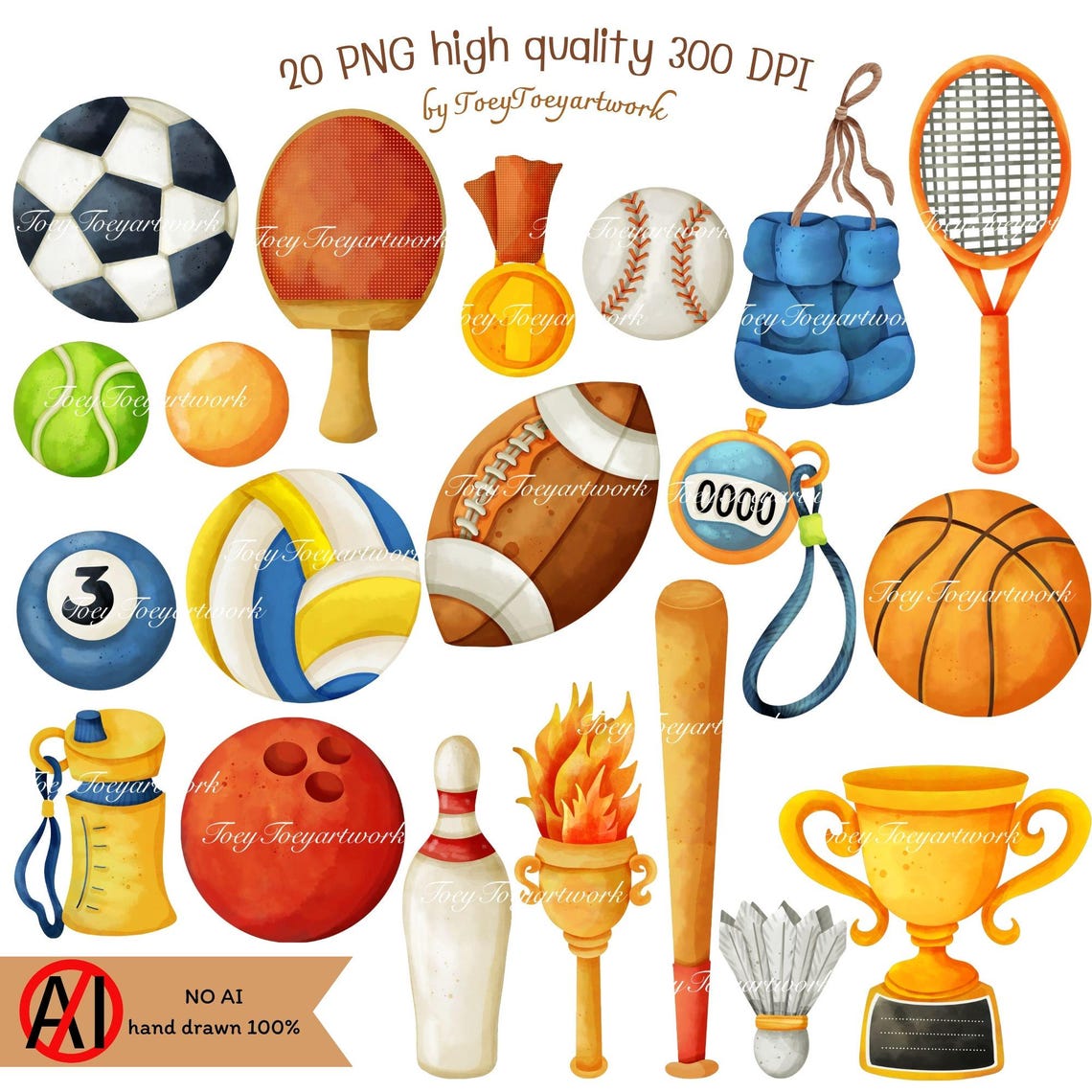 Watercolor Sports Clipart OLYMPIC Clipart Sports PNG Instant Download ...