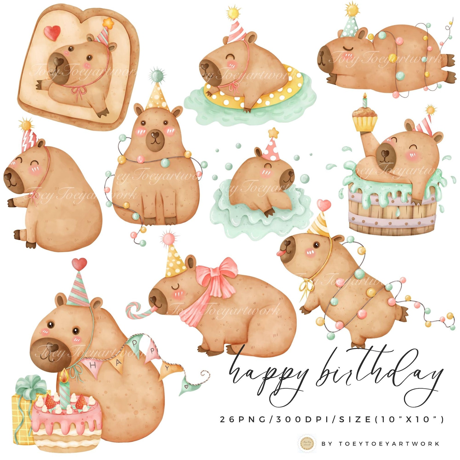 Watercolor Capybara Clipart,happy Birthday,capybara,cute Capybara Png ...