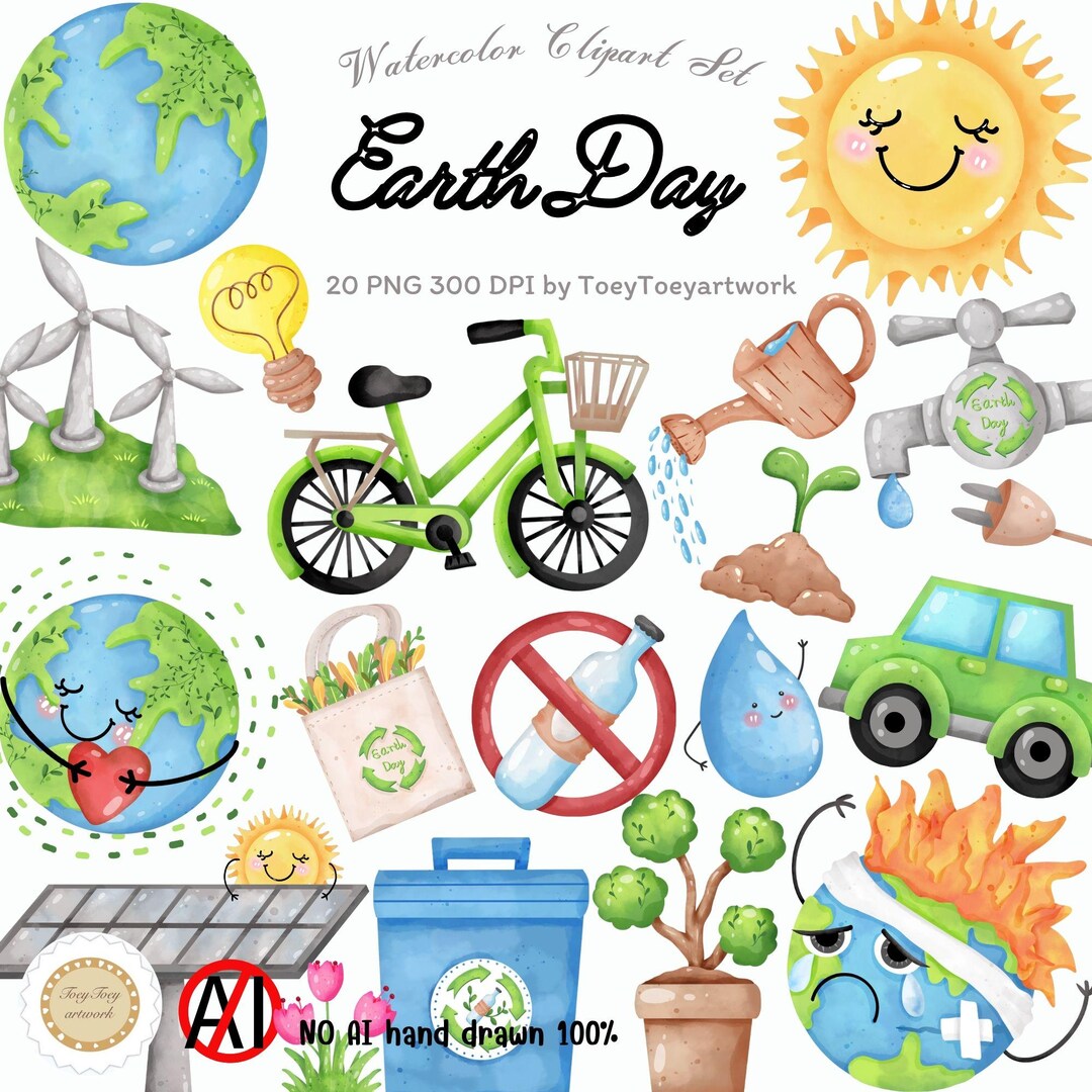 Watercolor Earth Day Clipart,earth Day Clipart,earth Day,environment ...