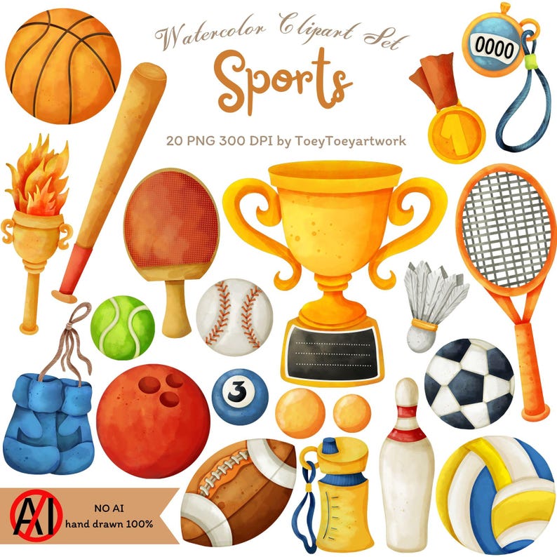 Watercolor Sports Clipart OLYMPIC Clipart Sports PNG Instant Download ...