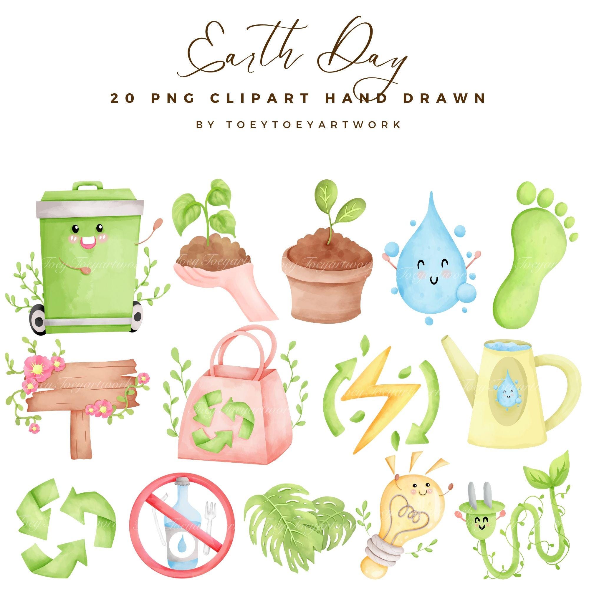 Watercolor Earth Day Clipart,earth Day Clipart,earth Day,environment ...