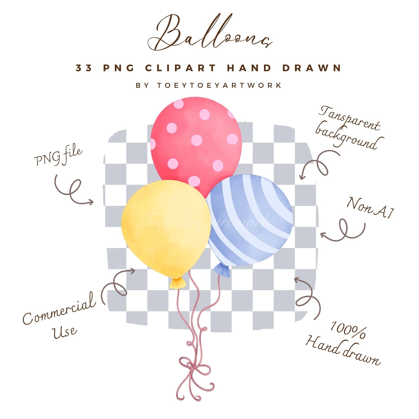 Watercolor Balloons Clipart, Birthday Clipart, Balloons Clipart ...