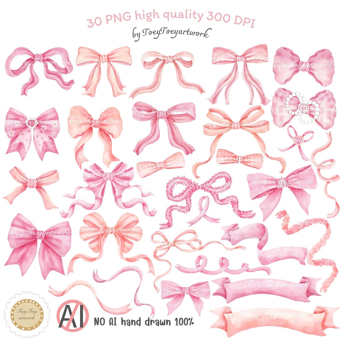 Watercolor Pink Coquette Ribbon Clipart,pink Bow,birthday Party ...