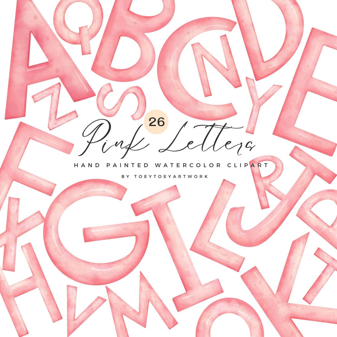 Watercolor Pink Letters,pink Alphabet Letters,wedding Lettering ...