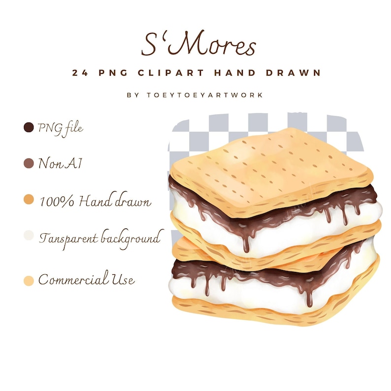 Watercolor S'mores Clipart, Camping Graphics (PNG) - Etsy