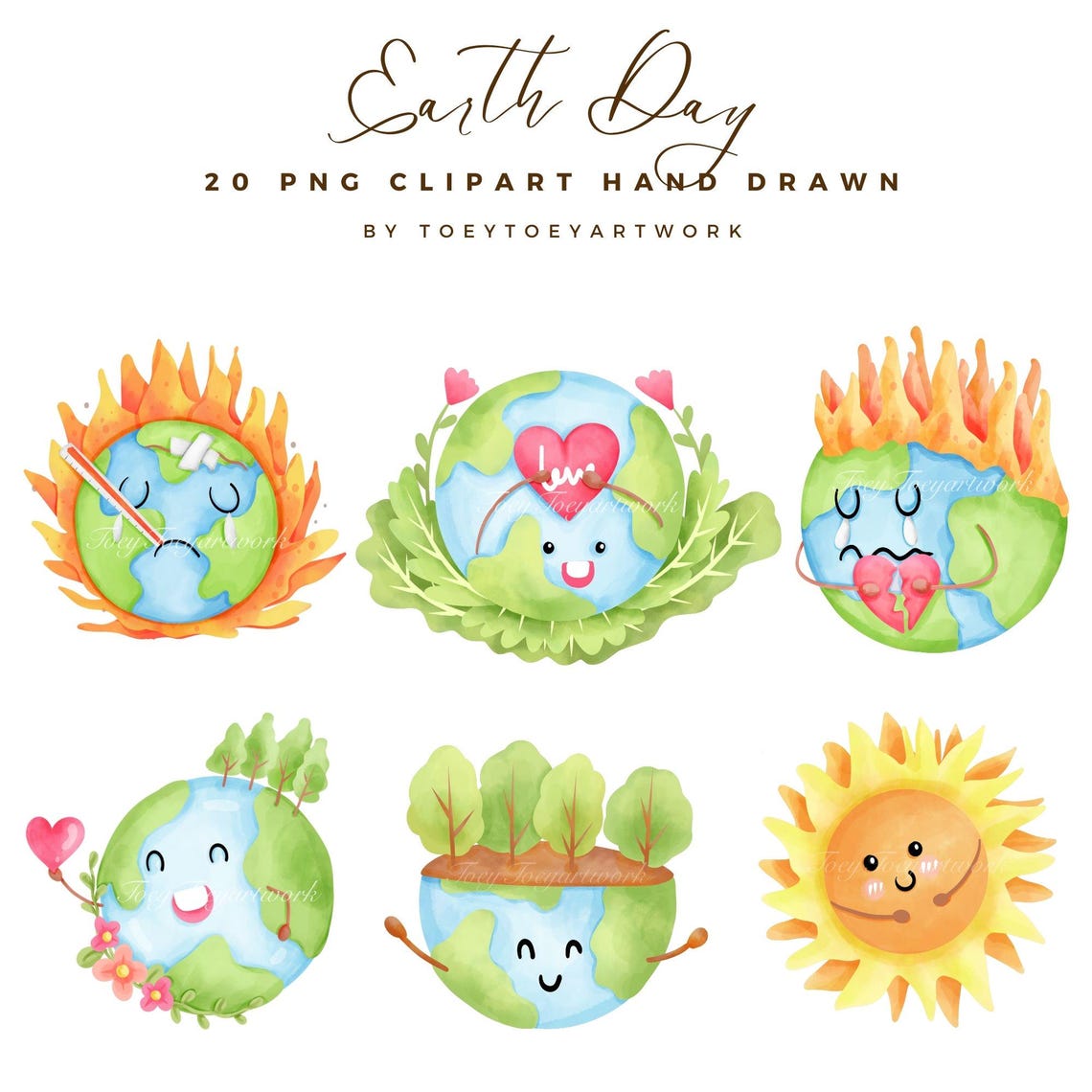 Watercolor Earth Day Clipart,earth Day Clipart,earth Day,environment ...
