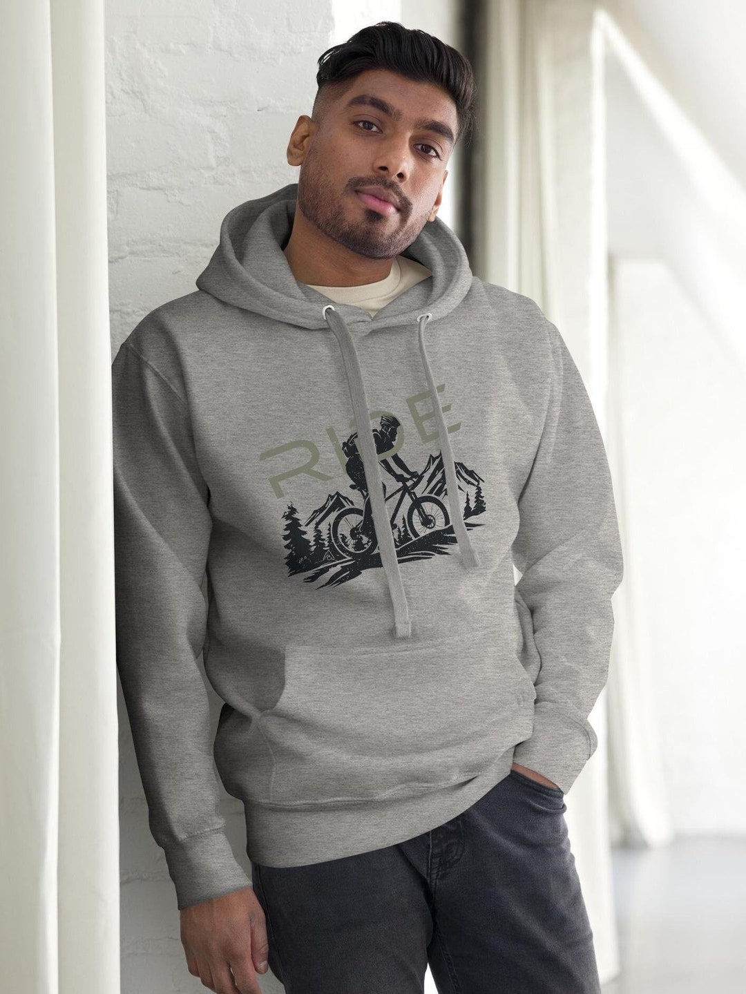 Soft Mountain Biking Hoodie, Warm MTB Hooded Sweatshirt, Cozy Nature ...