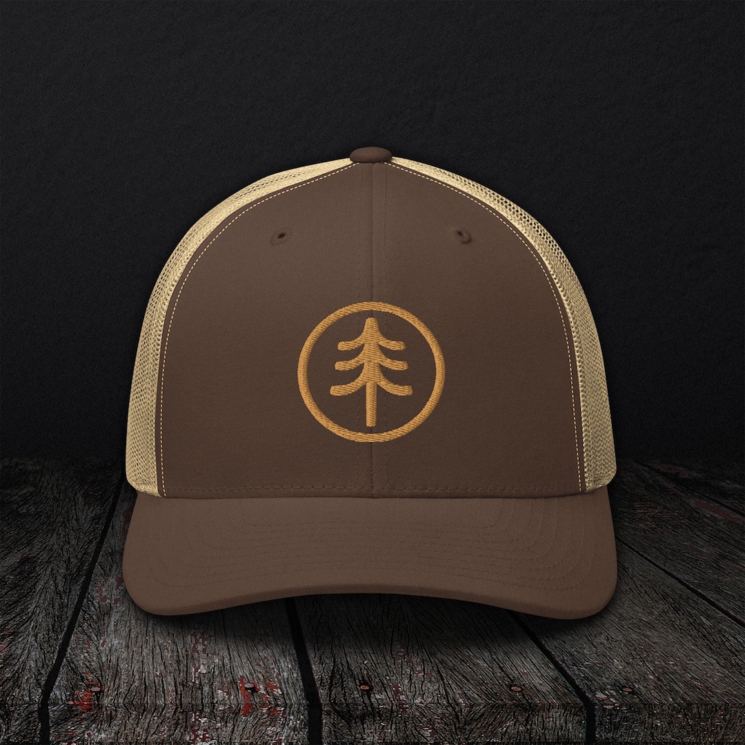 Pine Tree Trucker Hat, Mountaineer Hat, Nature Snapback Hat, Outdoors ...
