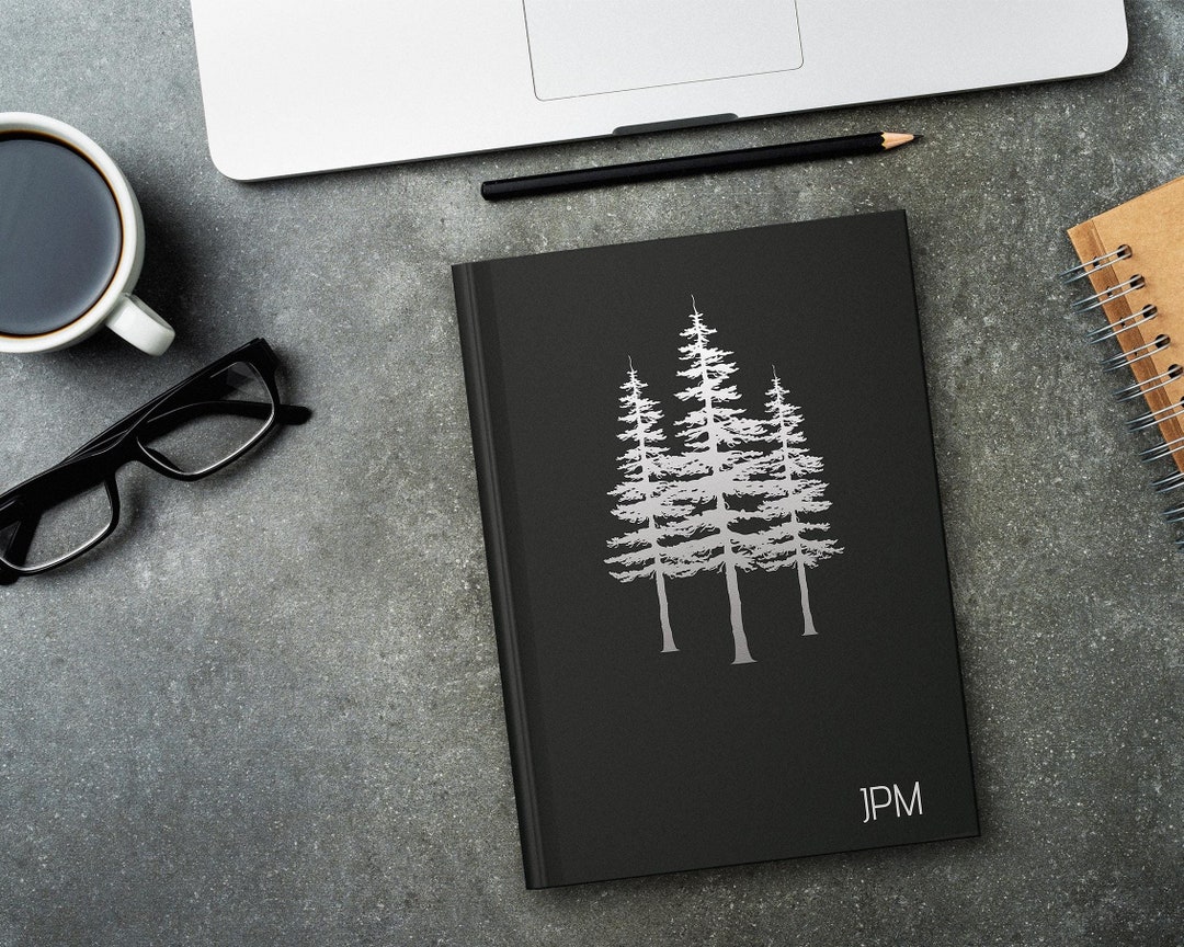 Personalized Journal, Custom Notebook Matte Black, Tree Person Gift ...