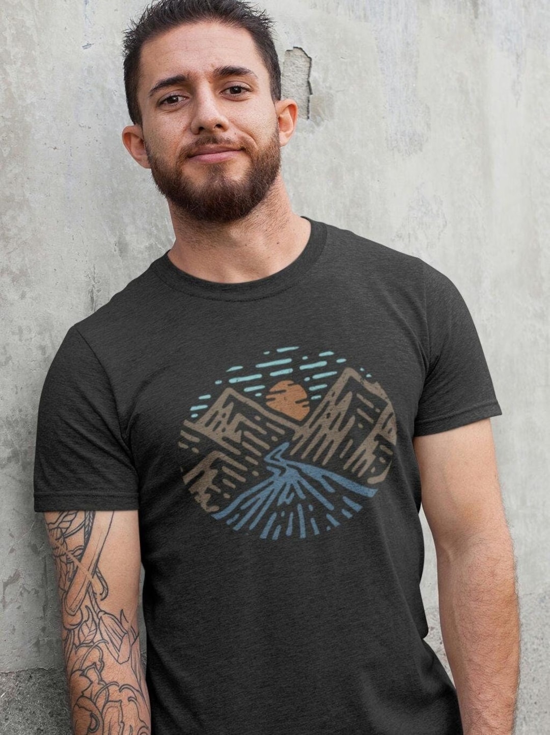 Mountaineering Shirt, Outdoors Graphic Tee for Men, Mountains Person T ...