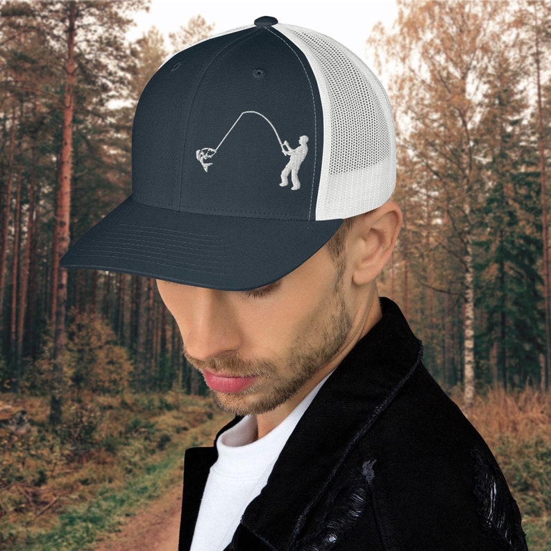 Fishing Trucker Hat, Fishing Person Gift, Nature Hat, Outdoors Snapback ...