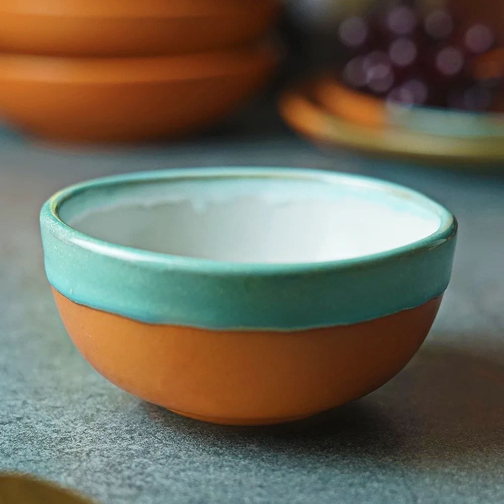 Stunning Handmade Orange Dinnerware Set of 8 Munzterania Special Series ...