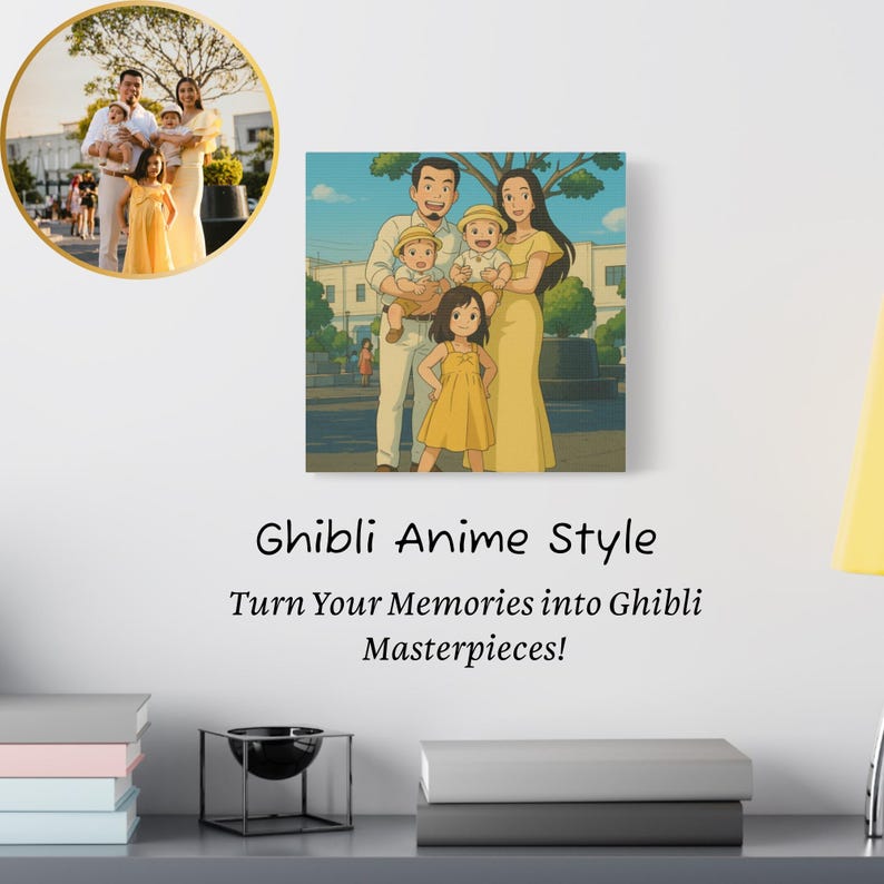 Ghibli Style Custom Family Portrait Canvas: Anime Art Gift - Etsy