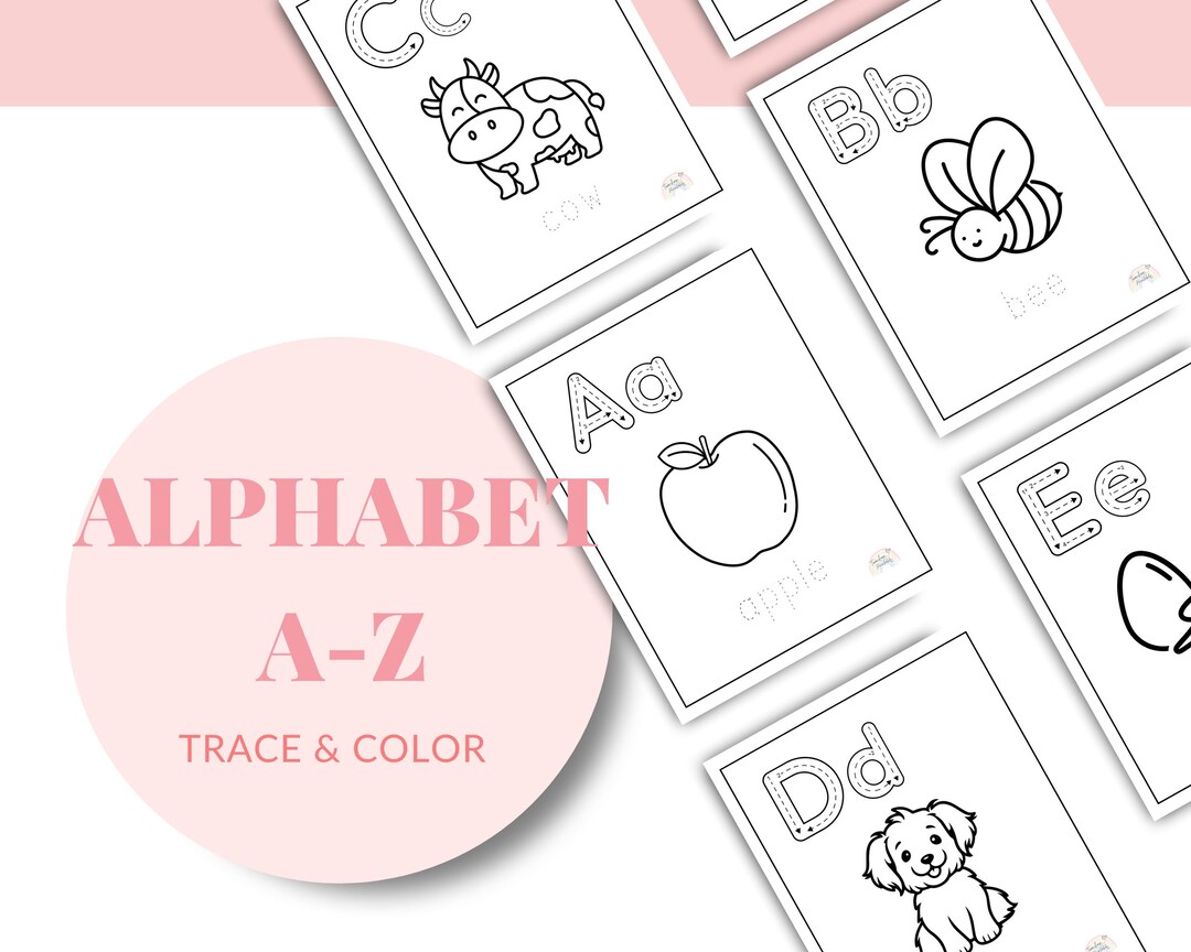 ABC Alphabet Cute Easy Figures Coloring Worksheet / Toddler - Etsy