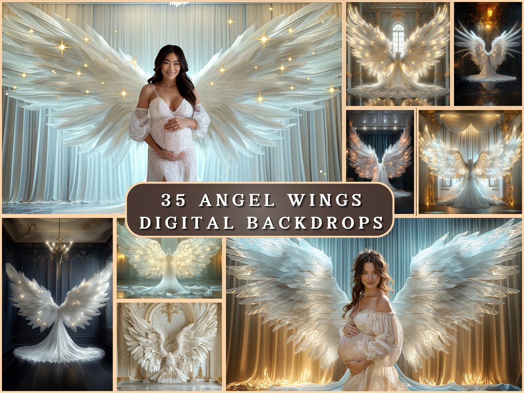White Angel Wings, Maternity Digital Backdrop, Wedding, Photography ...