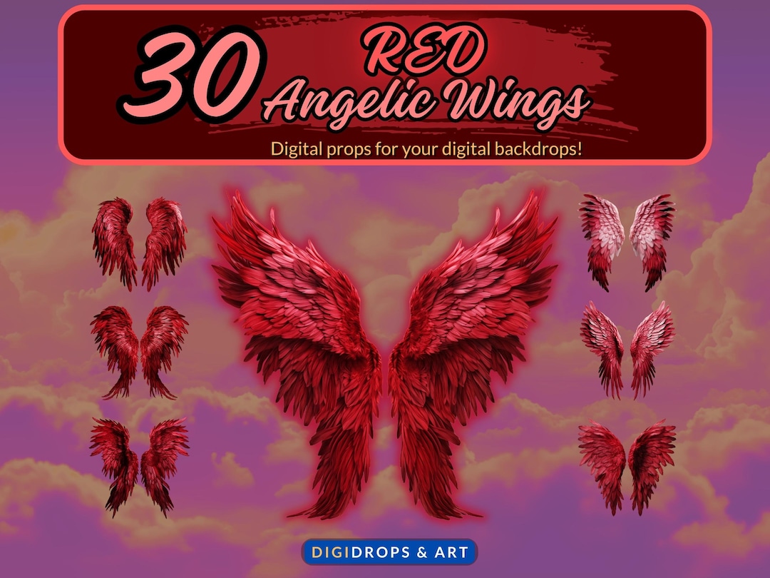 30 Red Angel Wings, Digital Backdrop Prop, High Quality Images ...